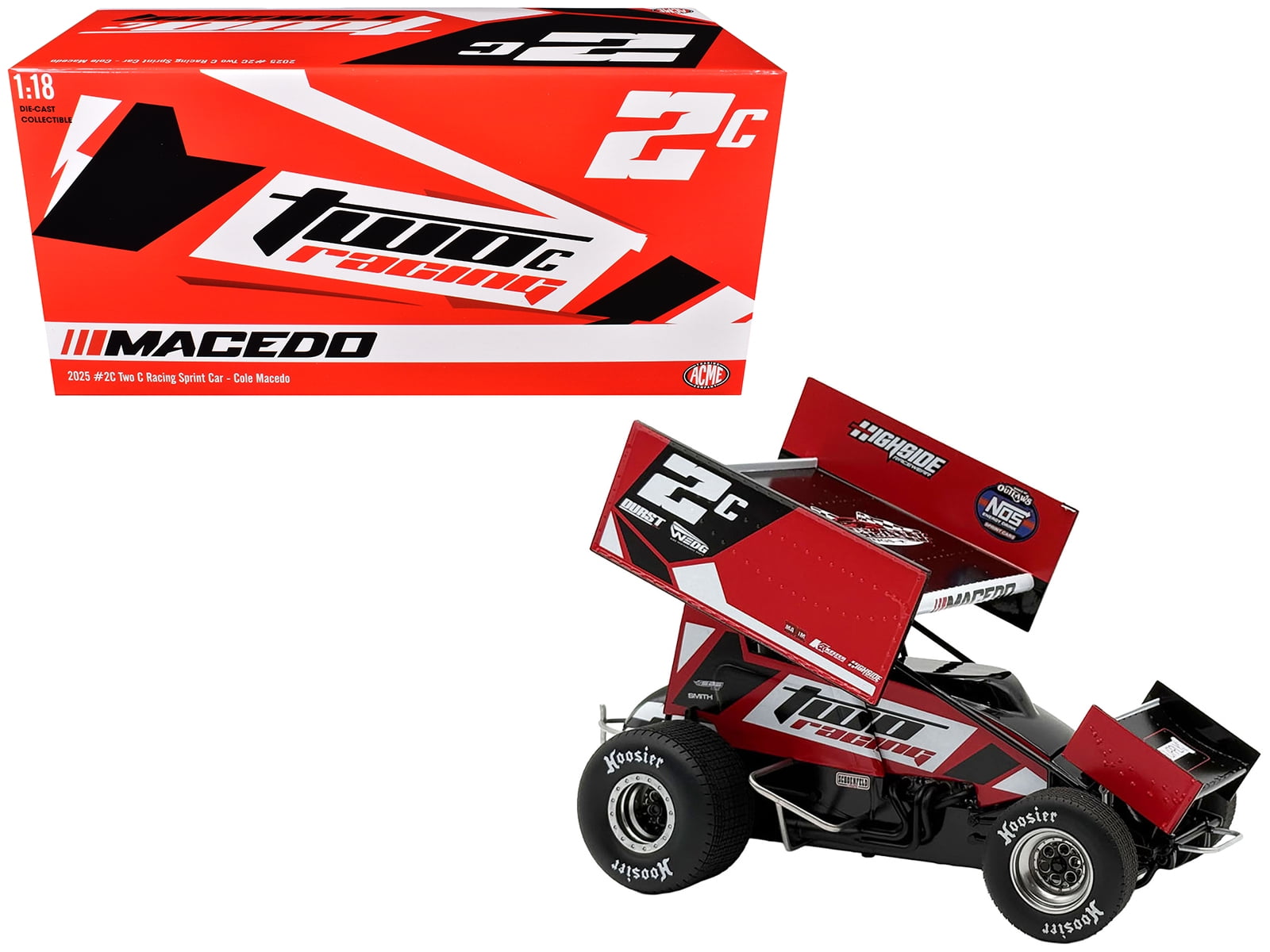 Winged Sprint Car #2C Cole Macedo "Two C Racing" (2025) 1/18 Diecast ...