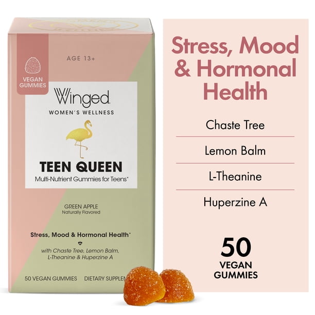 Winged Wellness Teen Queen Stress & Mood Support Gummies, Women's ...