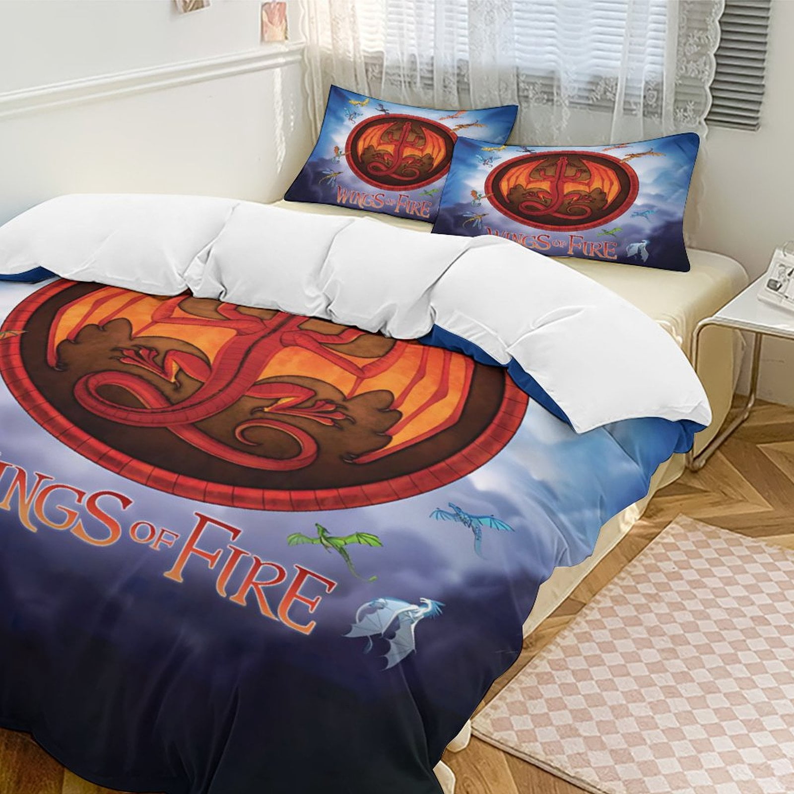 Wings Dragon Fire 3 Piece Comforter Bedding 1 Set Super Soft Quilt ...