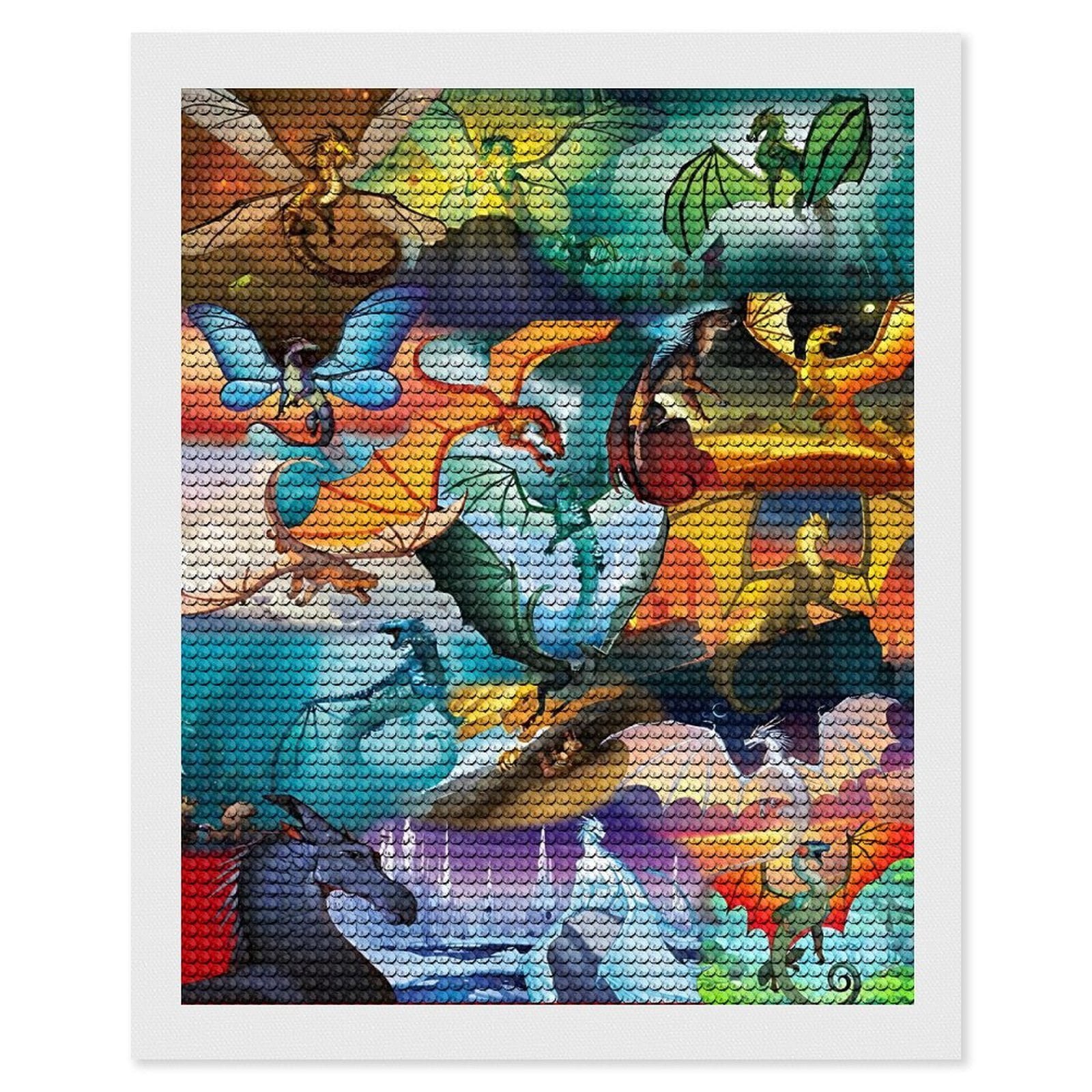 Wings Dragon Fire Diamond Art Kits DIY 5D Anime Painting by Number Kits ...