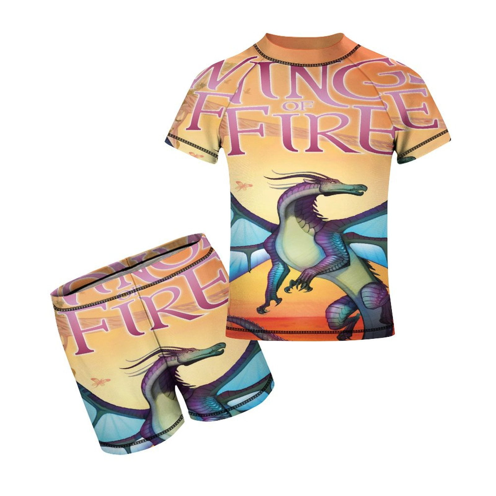 Wings Of Fire Summer Swimwear For Boys 2PCS Rash Guard Sets For Beach ...