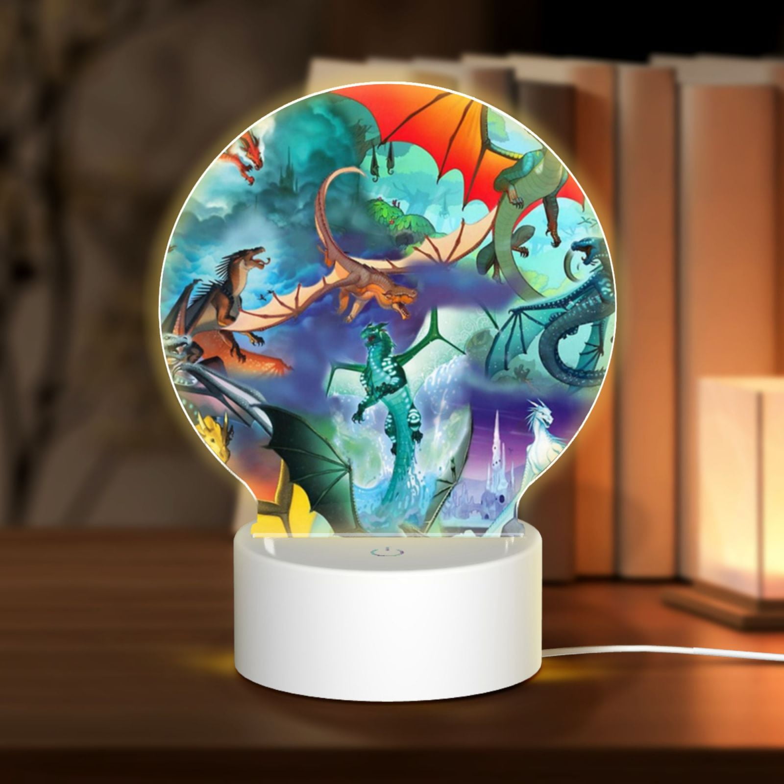 Wings Of Fire WOF Round Acrylic Night Light USB Cable LED Lamp Base ...