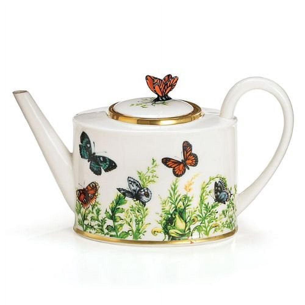 Wings Of Grace Porcelain Butterfly Teapot With Gold Trim For Fine ...
