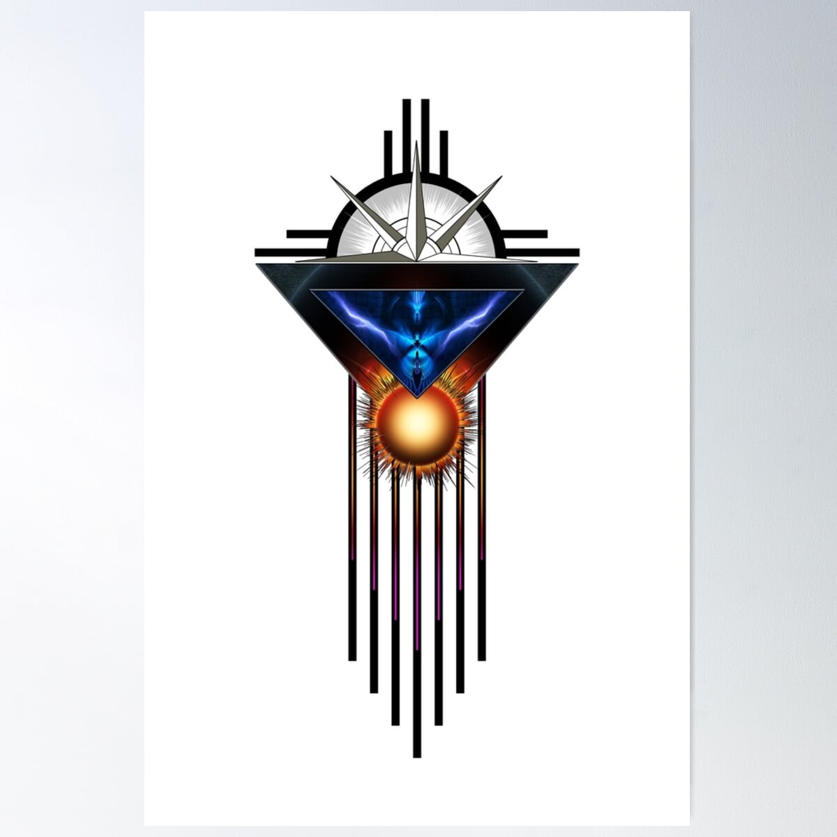 Wings Of Lightning Deco Flow Poster Wall Art, Modern Wall Decor For ...
