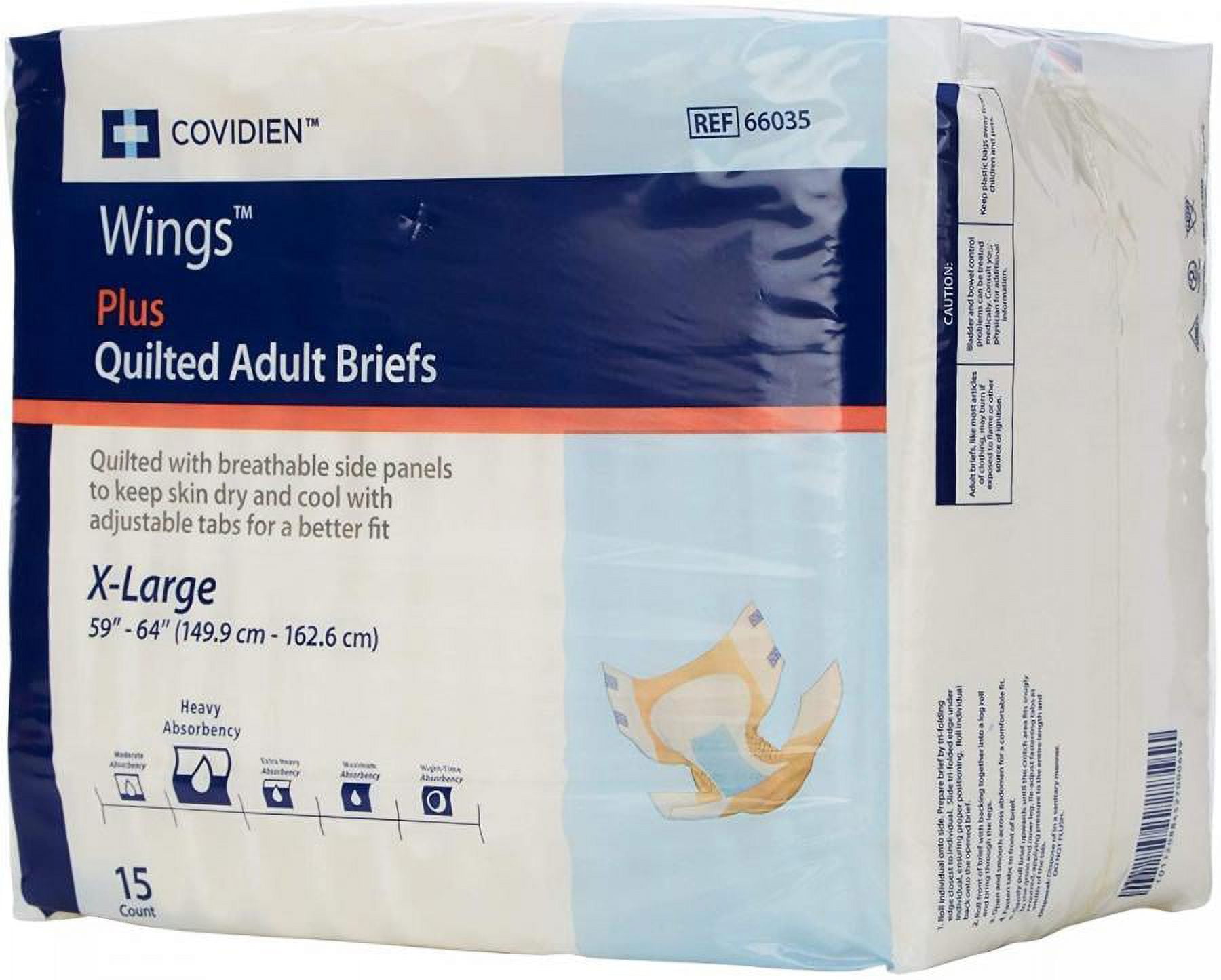 Wings Plus Quilted Briefs, Unisex, Heavy Absorbency, Adult Incontinence ...