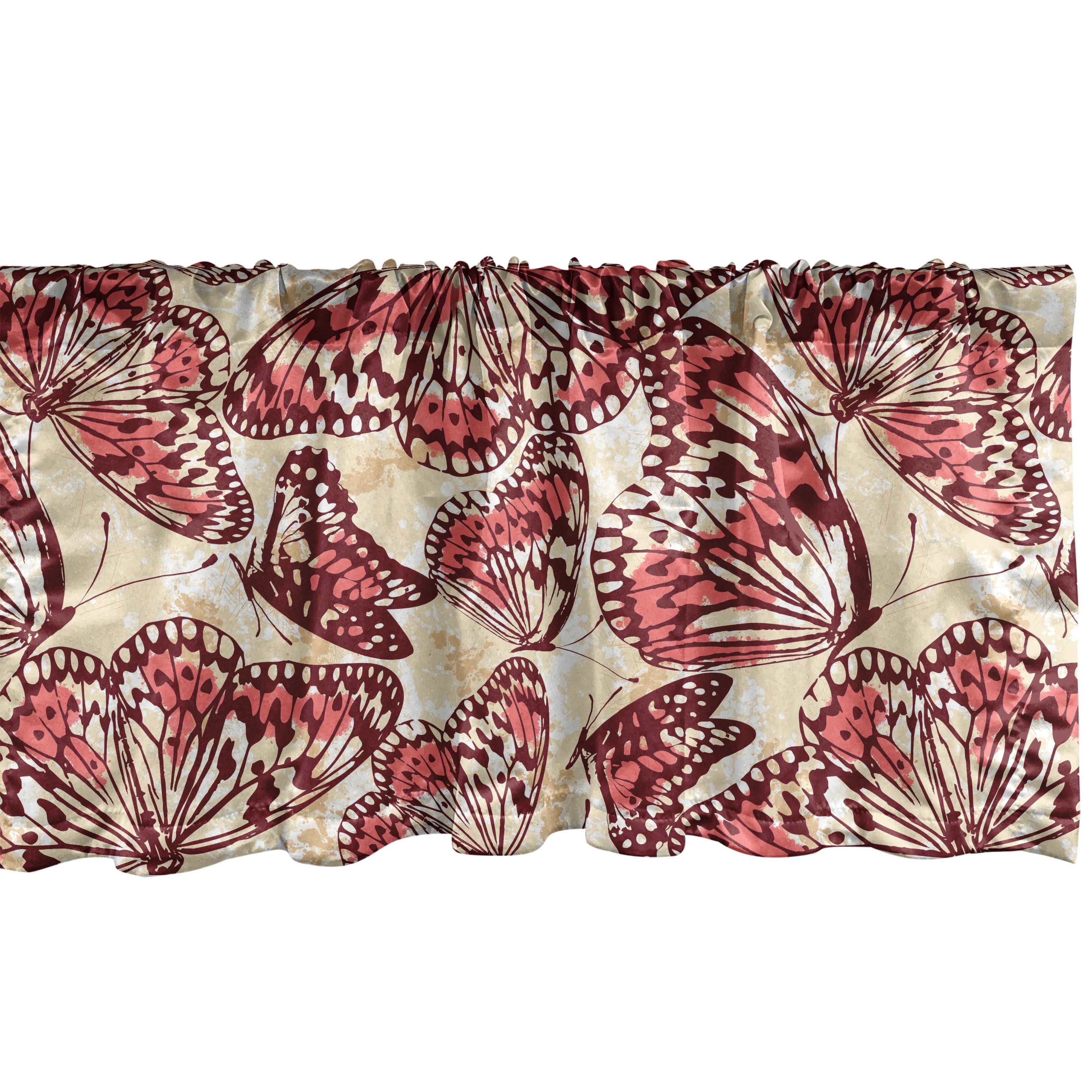 Wings of Spring Window Valance, Modern Outline Drawn Delicate Butterfly ...