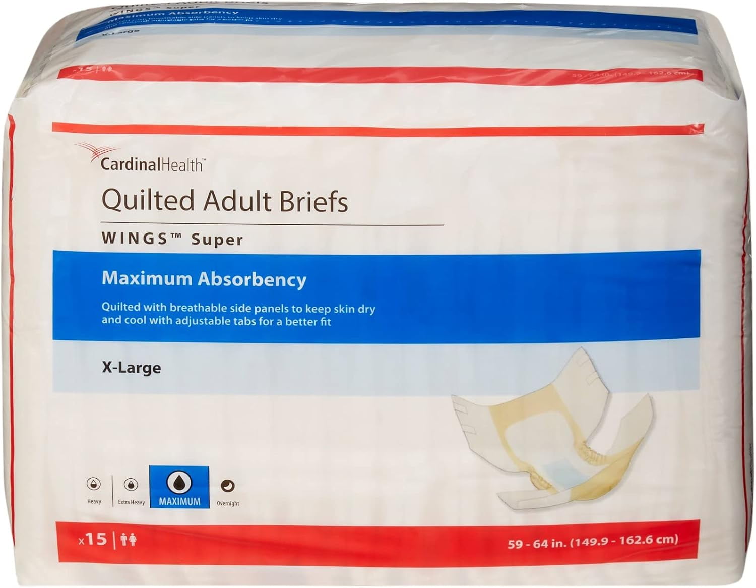 Wings Super Adult Brief Tab Closure X-Large Disposable Heavy Absorbency ...