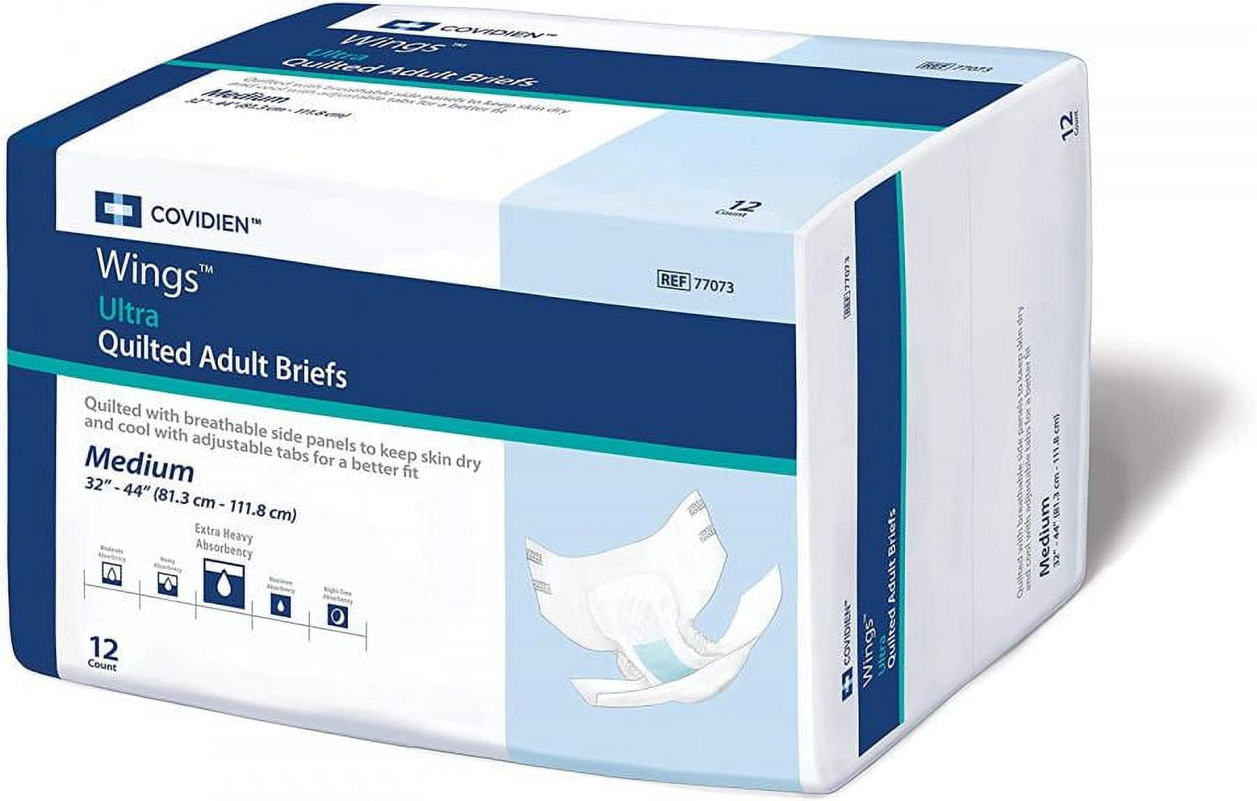 Wings Ultra Quilted Briefs, Unisex, Heavy Absorbency, Medium, 96 Count ...