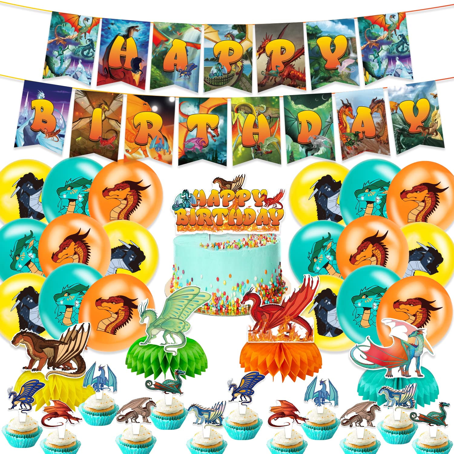 Wings of Fire Dragon Theme Kids AFN1Birthday Party Decoration - Include ...