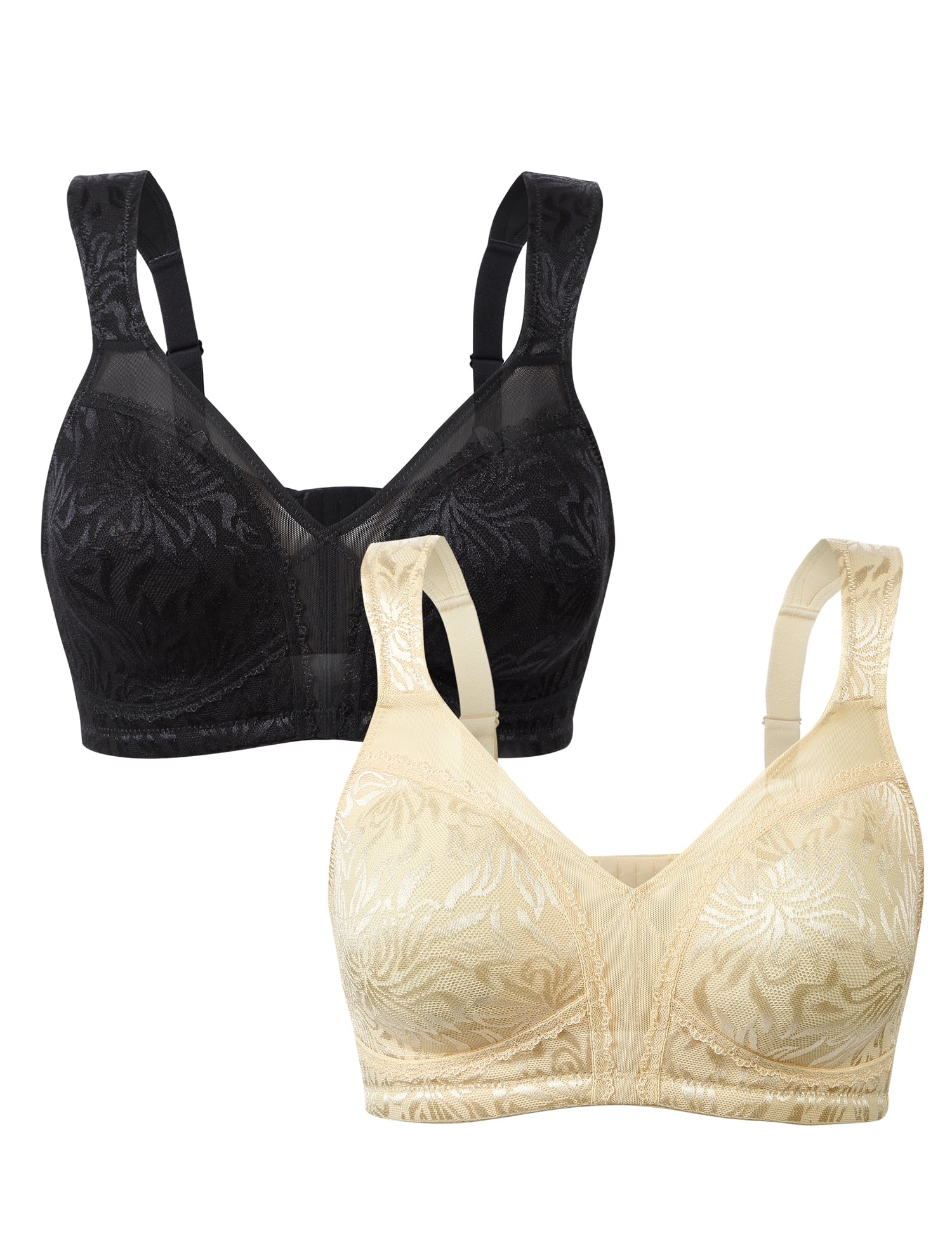 Wingslove Women's Plus Size Bra Full Coverage Minimizer Bra Non Padded Wireless Bra, 2 Pack ...