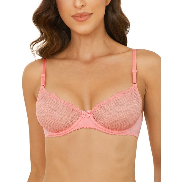 Wingslove Women's Sexy 1/2 Cup Lace Bra Balconette Mesh Underwired Demi Shelf Bra Unlined See ...