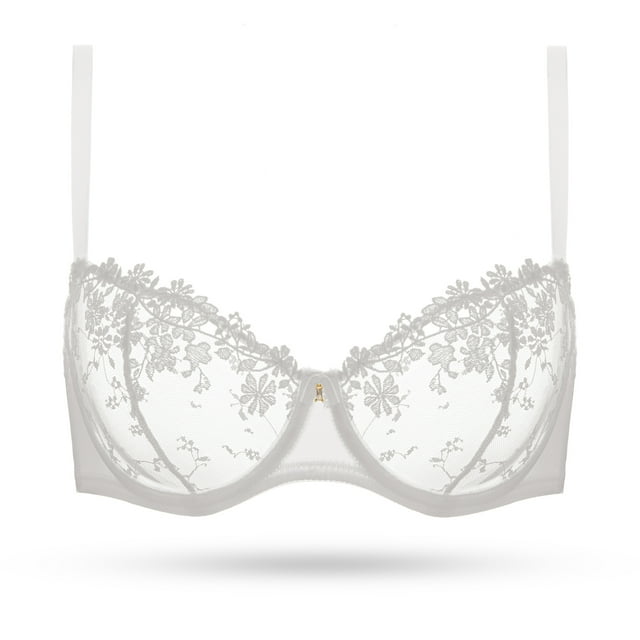 Wingslove Women's Sexy Lace Sheer Bra Demi Mesh Balconette See Through Unlined Underwire with ...
