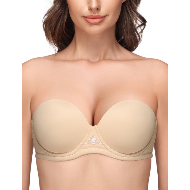 Wingslove Women's Strapless Bra Push Up Full Coverage Plus Size Bra Underwire Multiway Contour ...