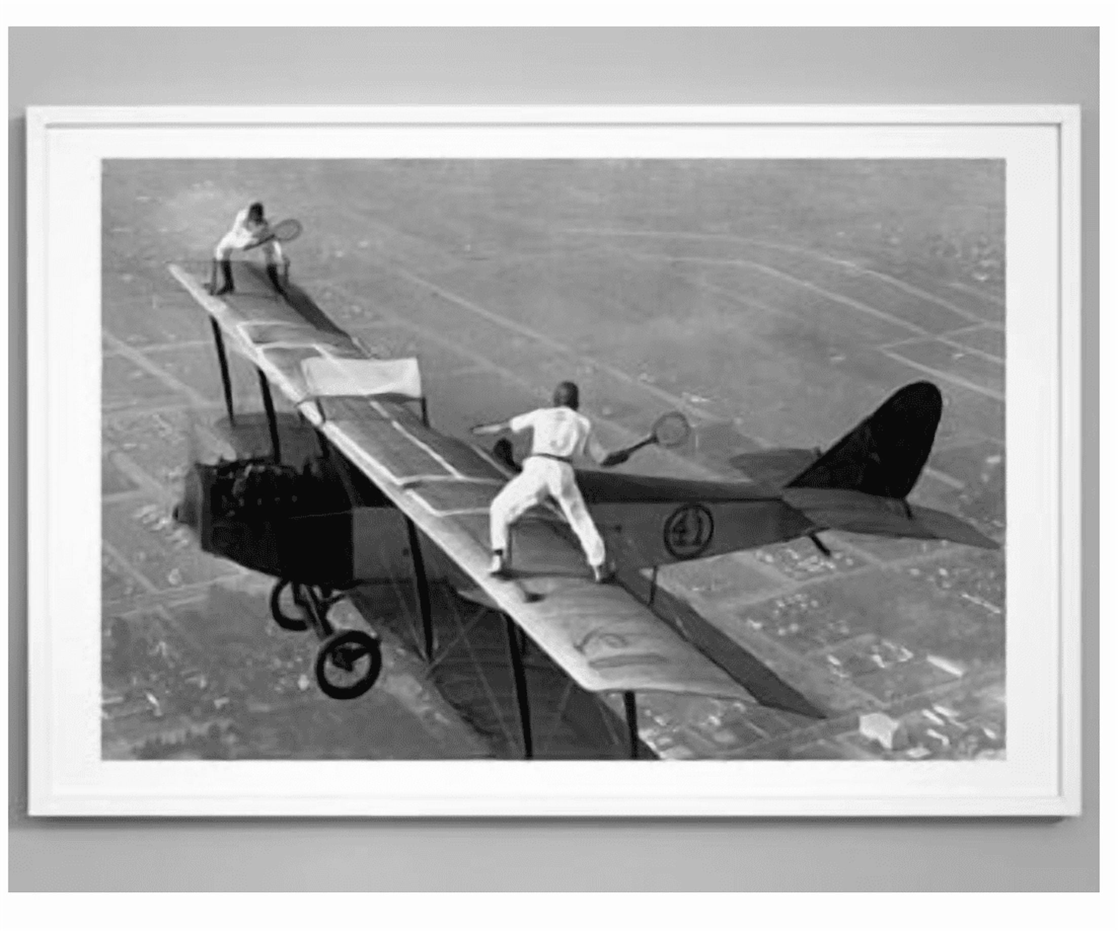 Wingwalker Tennis Match On Airplane Poster Tennis Players In The Sky ...