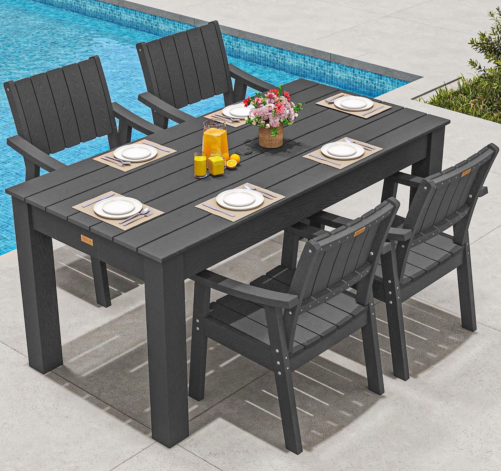 Wingyz 5PCS Patio Dining Set, All Weather Outdoor Furniture Set Plastic ...