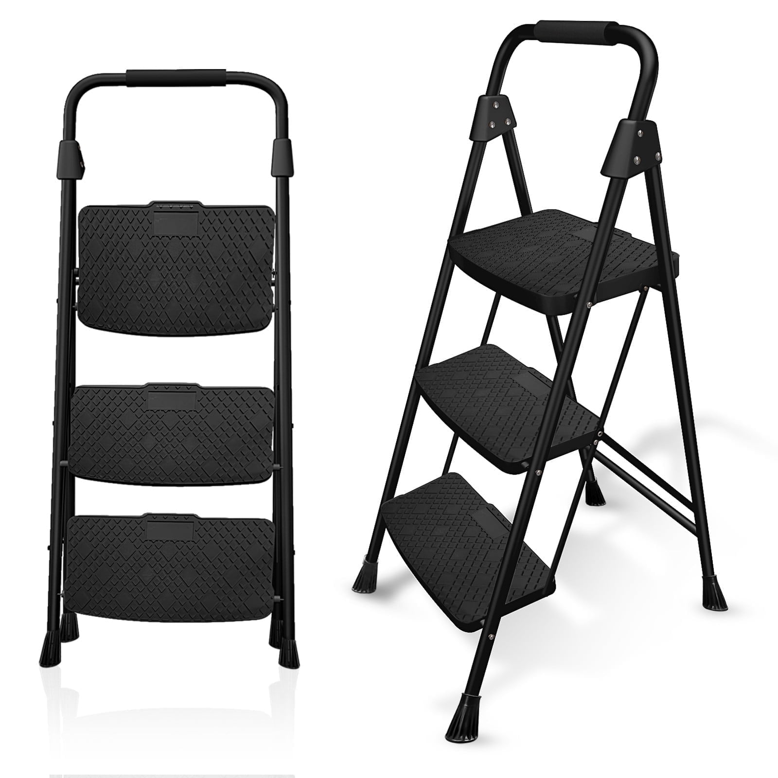 Winholder Step Stool Folding 3 Step Ladder with Wide Anti-Slip Pedal ...