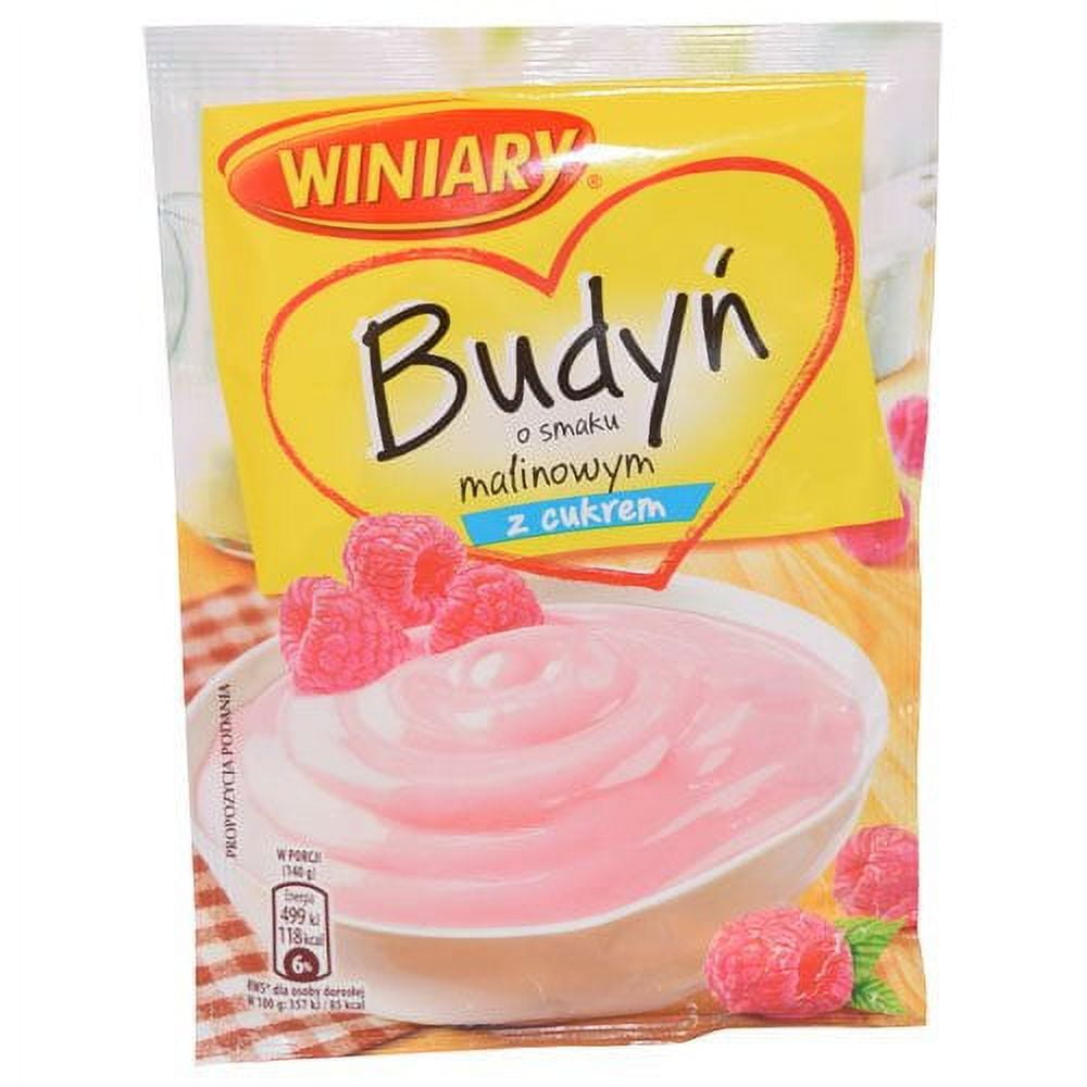 Winiary Budyn o Smaku Malinowym Raspberry Flavored Budyn 60g (Pack of 5 ...