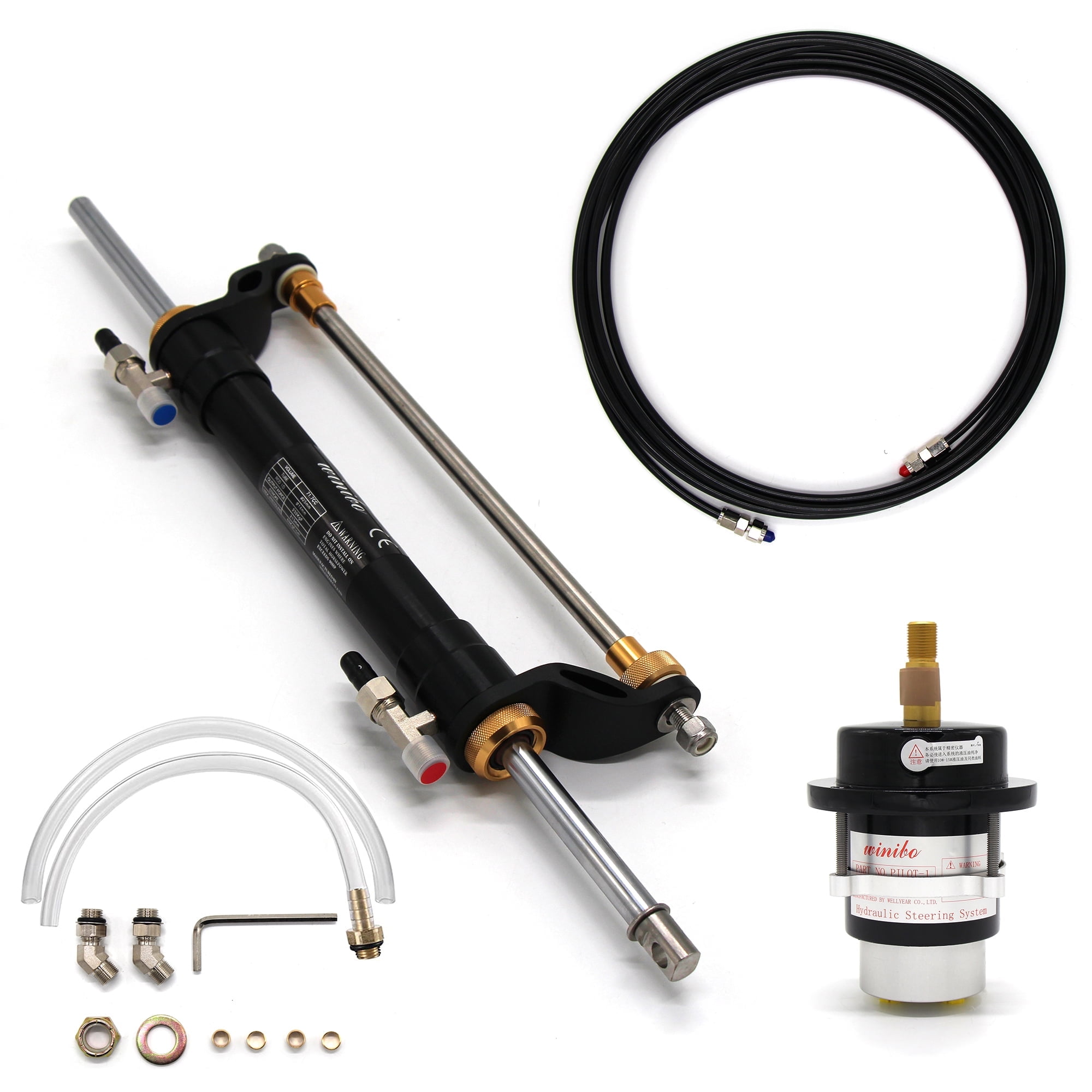 Winibo Stainless Steel Hydraulic Steering System for Outboard with 26 ...