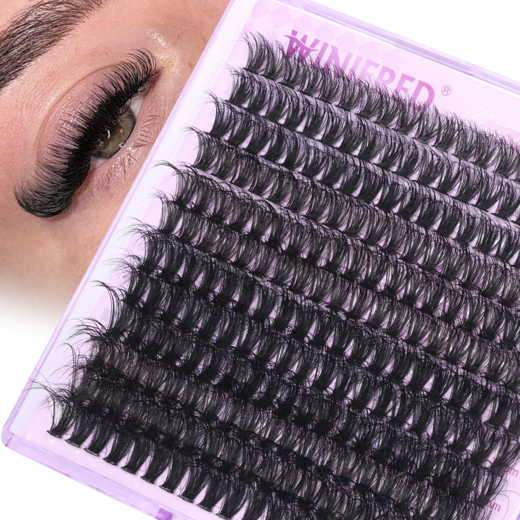 Winifred Cluster Eyelash Extensions AIF9 Wispy Lash Clusters Thick Volume Individual Lashes 50D ...