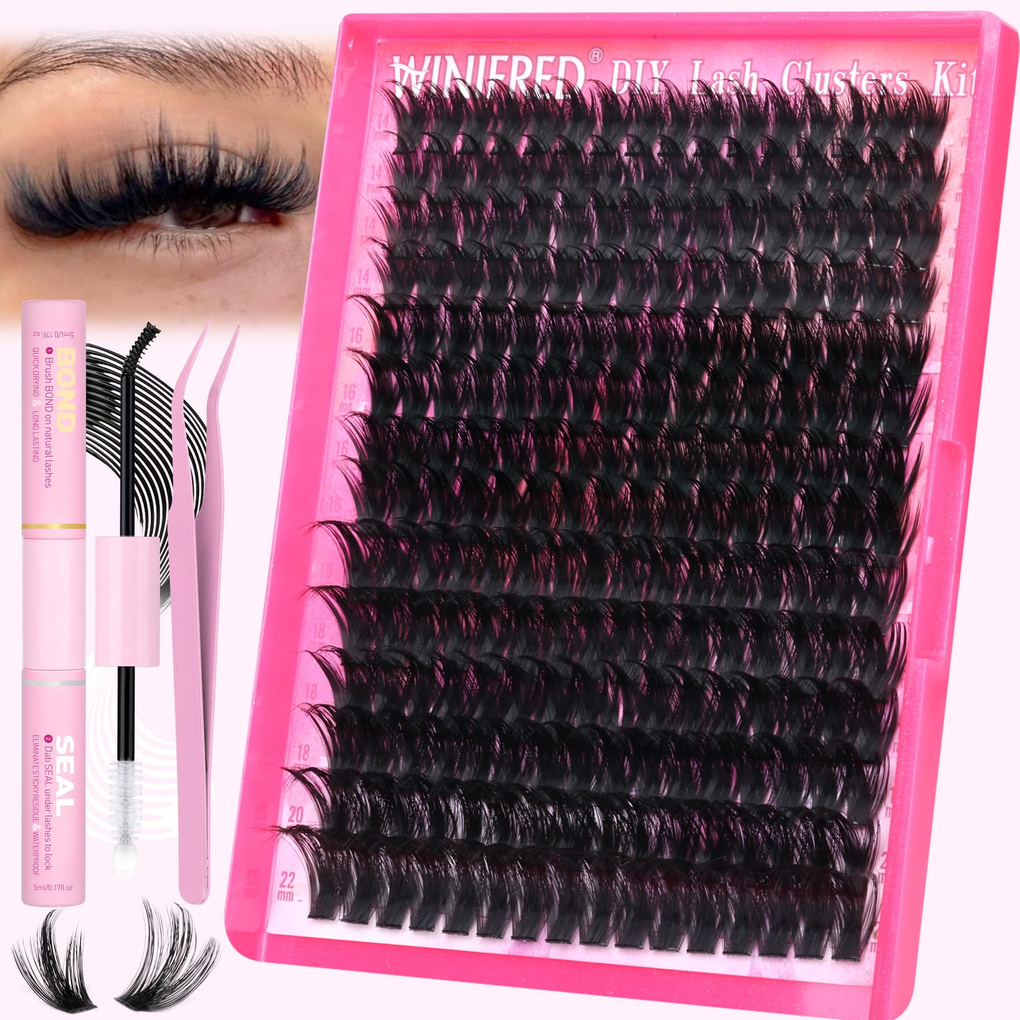 Winifred Lash Clusters Kit AIF9 14-22MM Eyelash Clusters 200D Thick ...