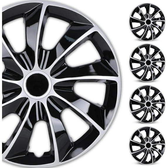 Winjet, Wheel Cover, R16, Silver & Black Lacquer 4 Pack - Walmart.com
