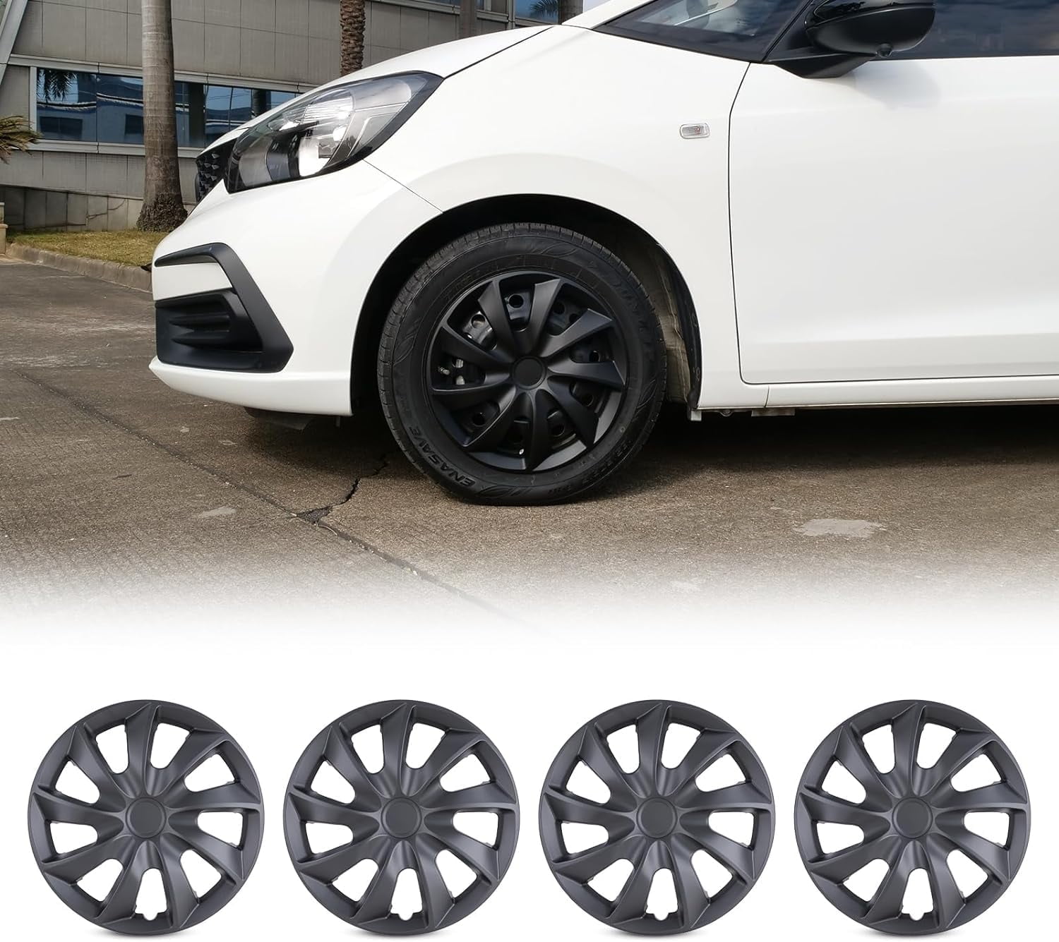 Winjet 16" Wheel Covers & Hub Caps ABS Matte Black,4 Pack - Walmart.com