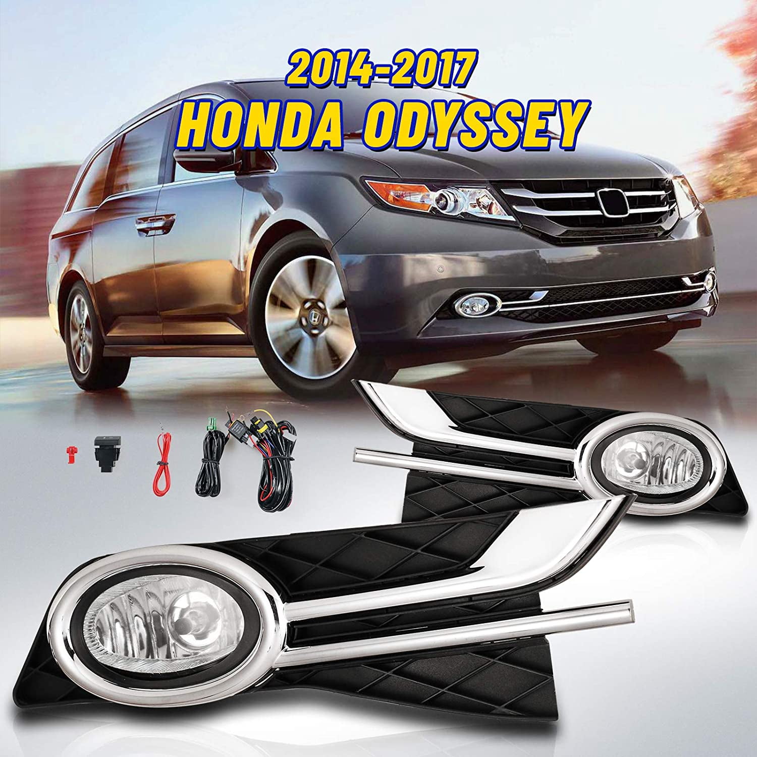 Winjet Driving Fog Lights For 2014 2015 2016 2017 Honda Odyssey Clear ...