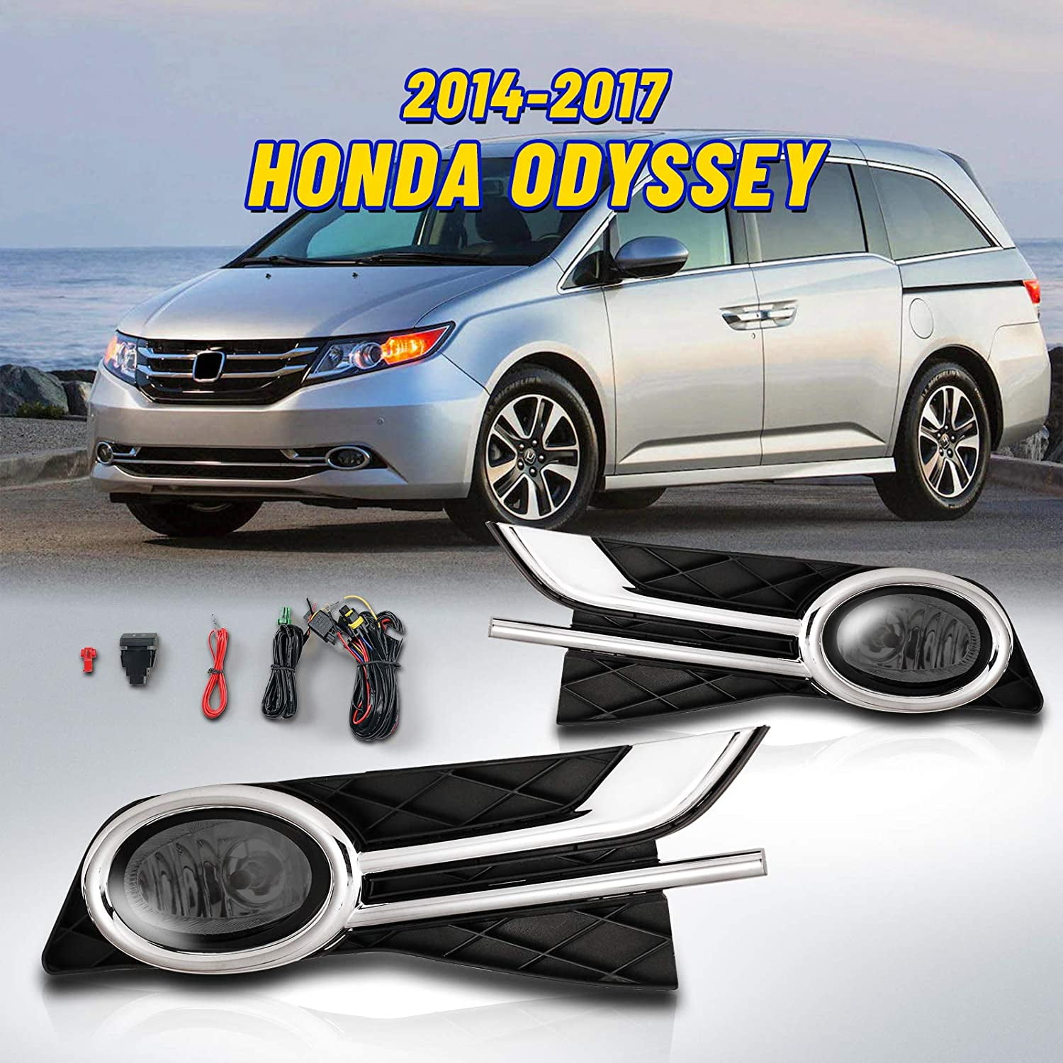 Winjet Driving Fog Lights For 2014 2015 2016 2017 Honda Odyssey Smoke ...