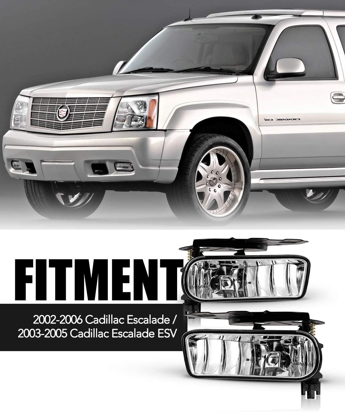 Winjet Halogen Clear Lens Fog Lights Pair Set for 2002-2006 Cadillac ...