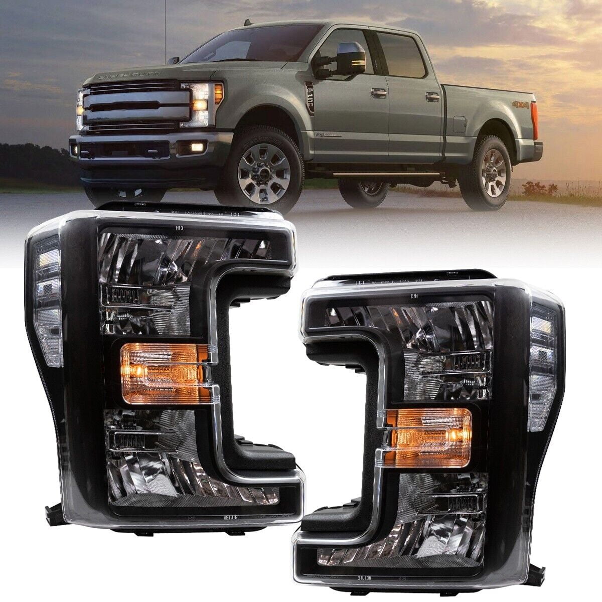 Winjet Headlights Assembly Compatible with 2017 2018 2019 Ford F-250 F ...