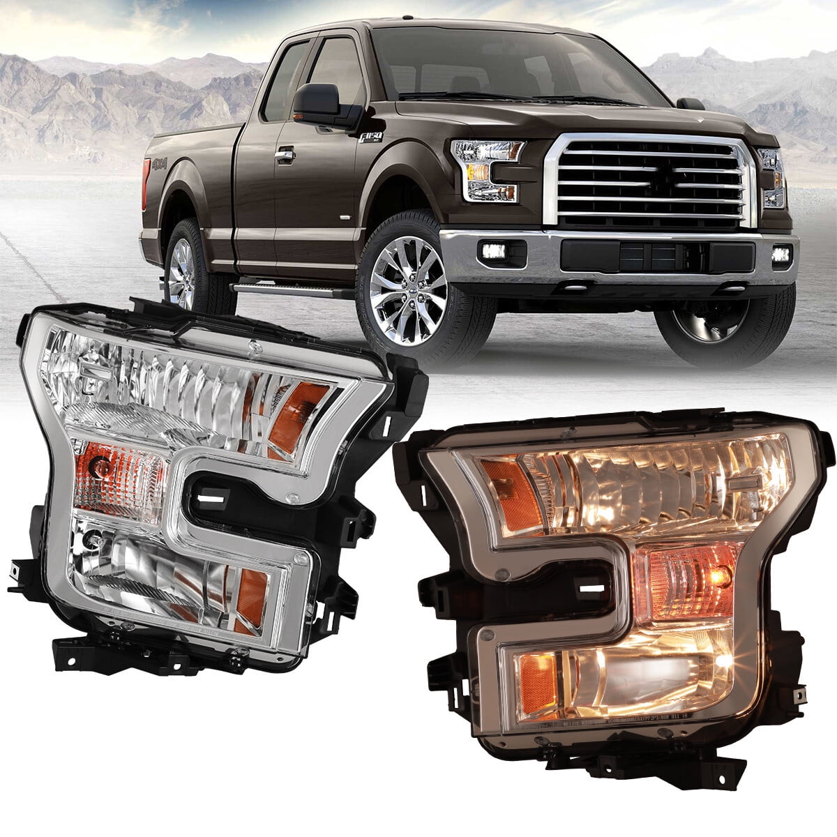 Winjet Headlights Compatible with 2015 2016 2017 Ford F150 Replacement ...