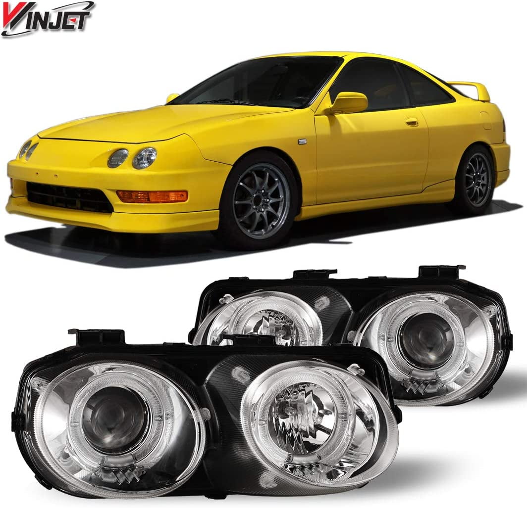 Winjet Headlights Headlamps Set for 1998-2001 Acura Integra, Black ...