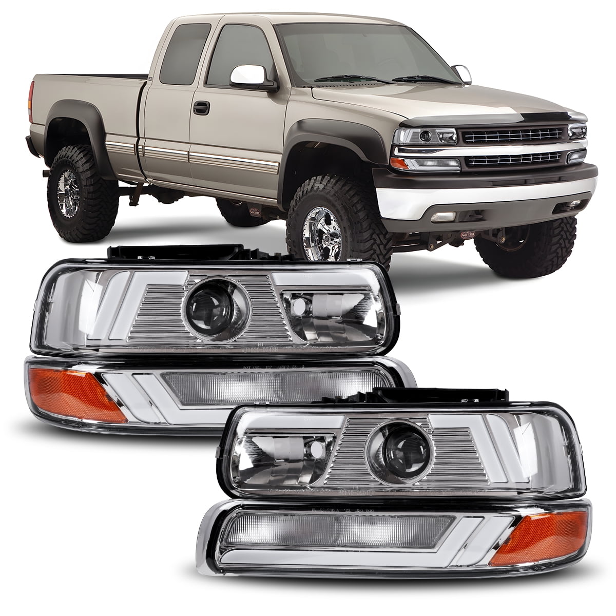 Winjet LED Headlights Assembly For 1999-2002 Chevy Silverado,Bumper ...