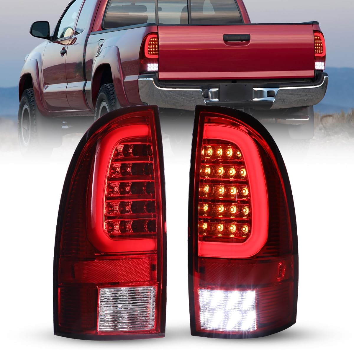 Winjet LED Tail Light Assembly For 2005-2015 Toyota Tacoma,Full Led Taillight Replacement w ...
