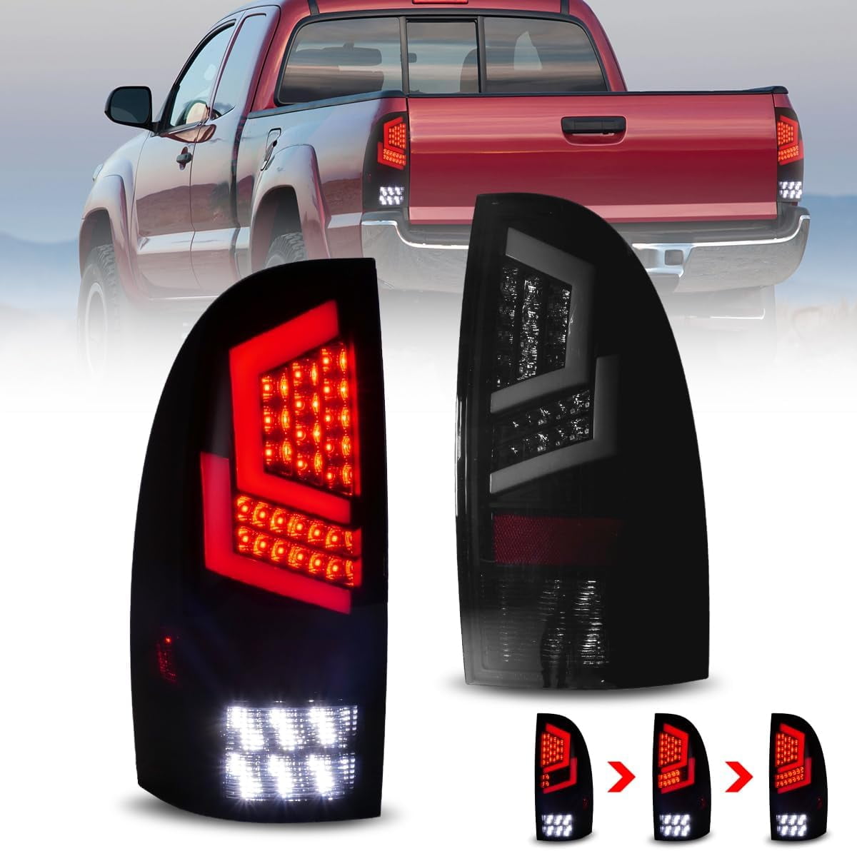 Winjet LED Tail Lights Assembly Fit For 2005-2015 Toyota Tacoma,Full ...