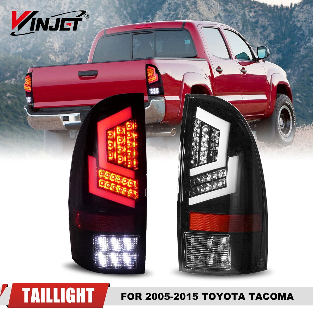 Winjet LED Tail Lights Assembly Fit For 2005-2015 Toyota Tacoma,Full ...