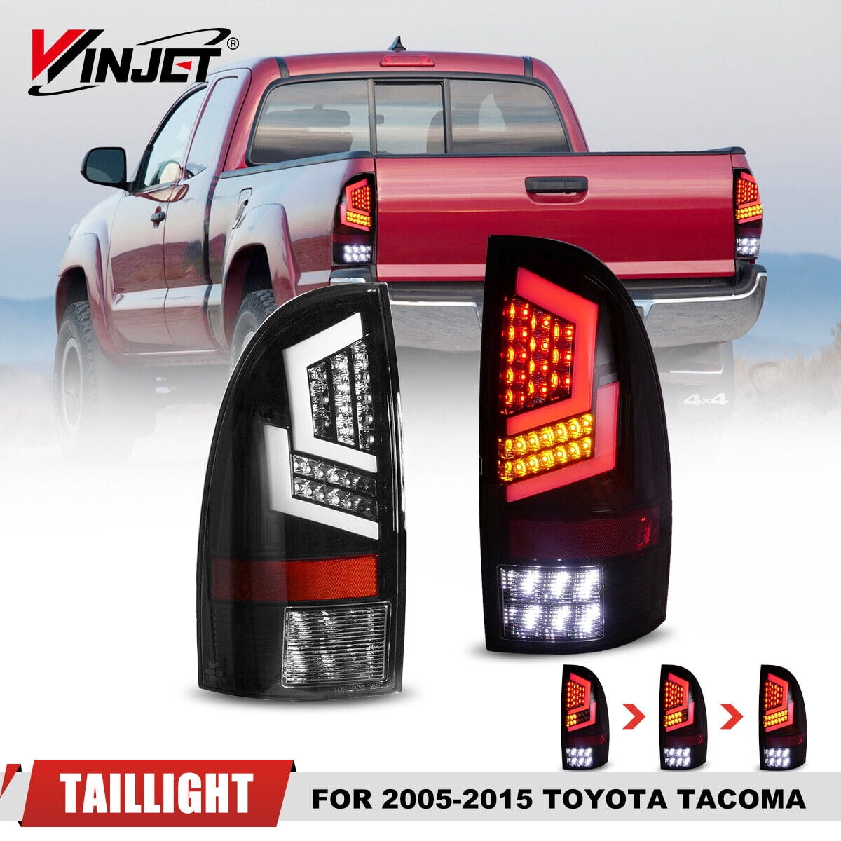 Winjet LED Tail Lights Assembly Fit For 2005-2015 Toyota Tacoma,Full ...