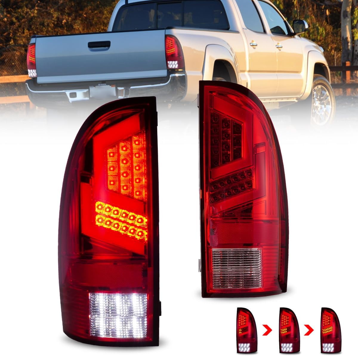 Winjet LED Tail Lights Assembly Fit For 2005-2015 Toyota Tacoma,Full ...