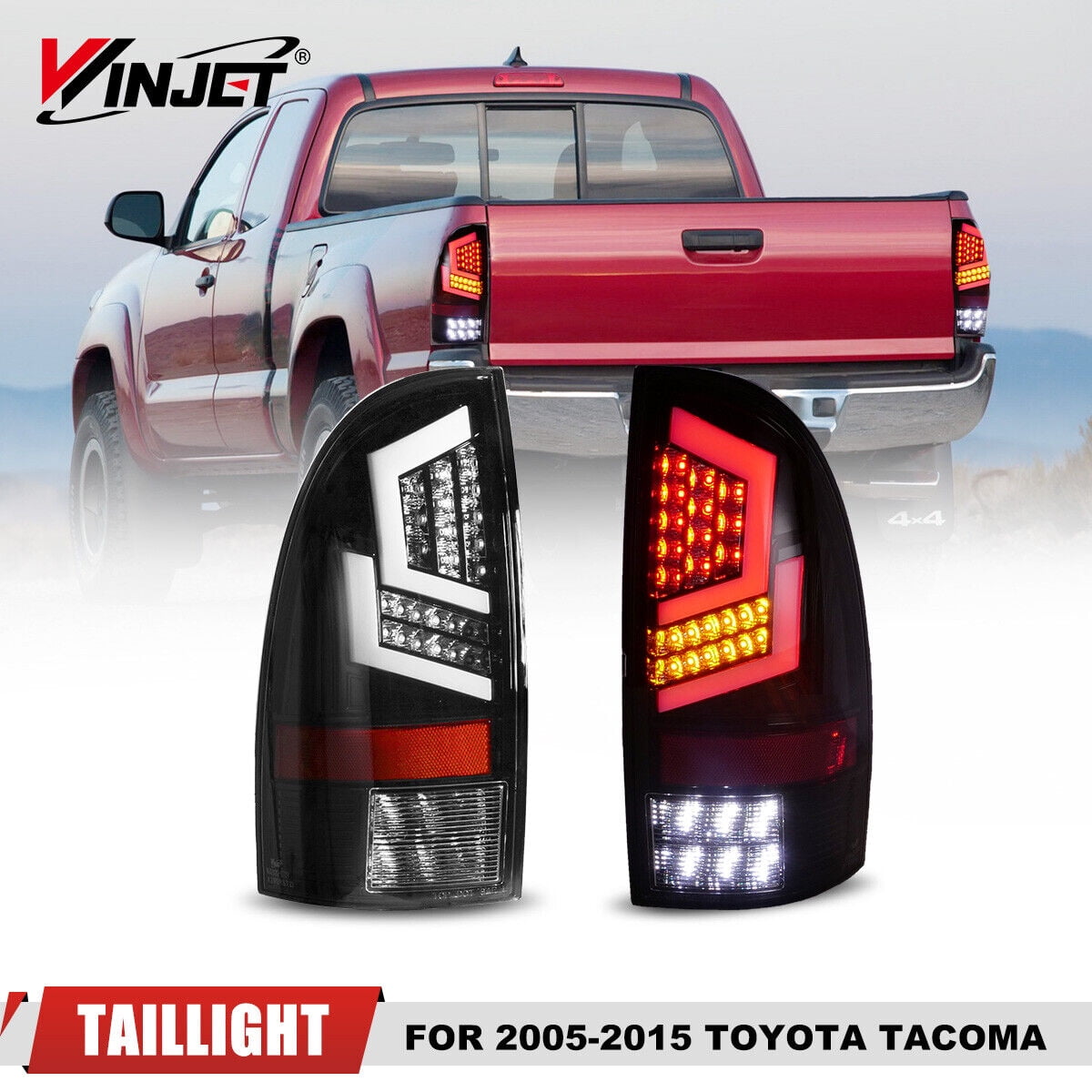 Winjet LED Tail Lights Assembly Fit For 2005-2015 Toyota Tacoma,Full ...