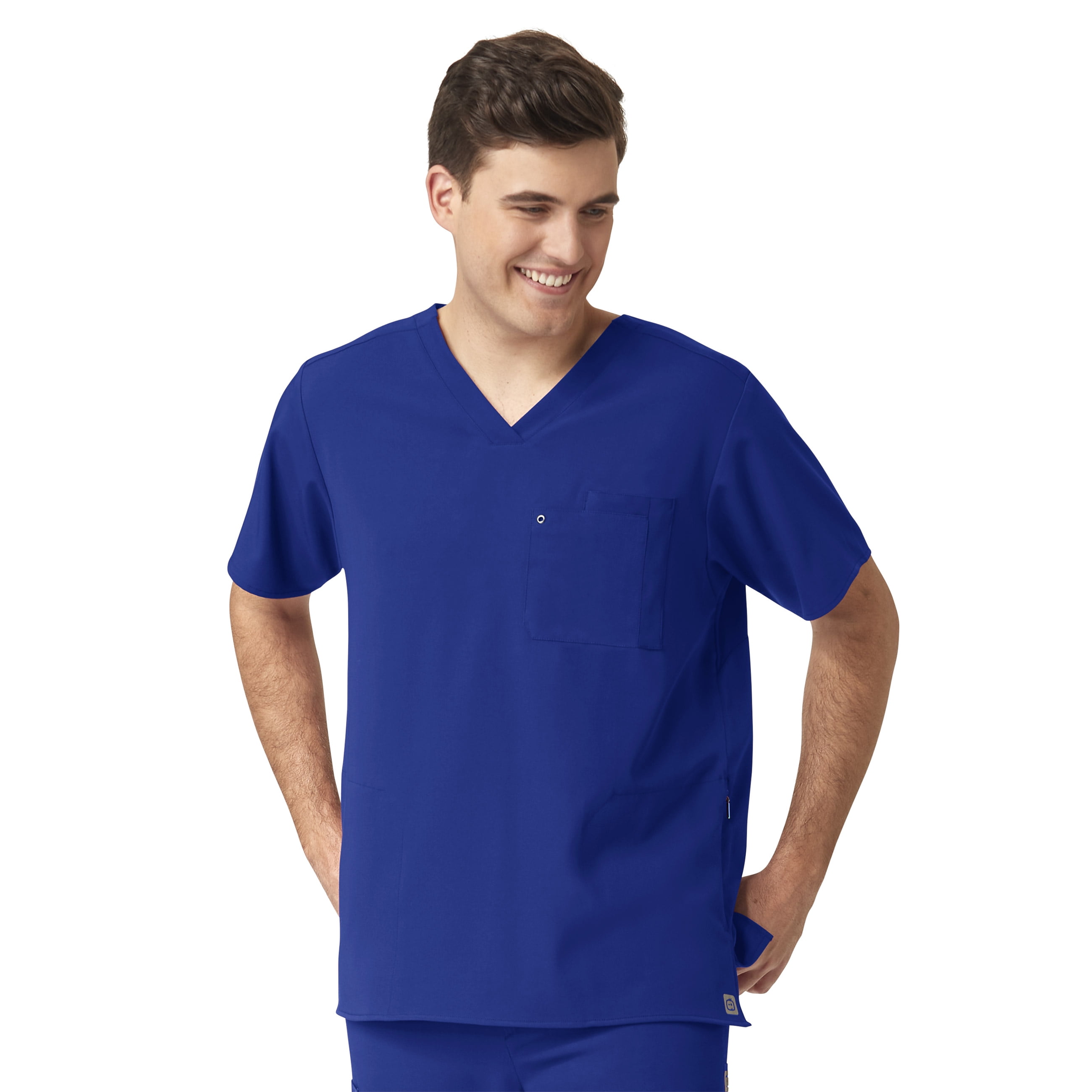 Wink Aero Men's Knit Panel V-Neck Scrub Top, Galaxy Blue, L Regular ...