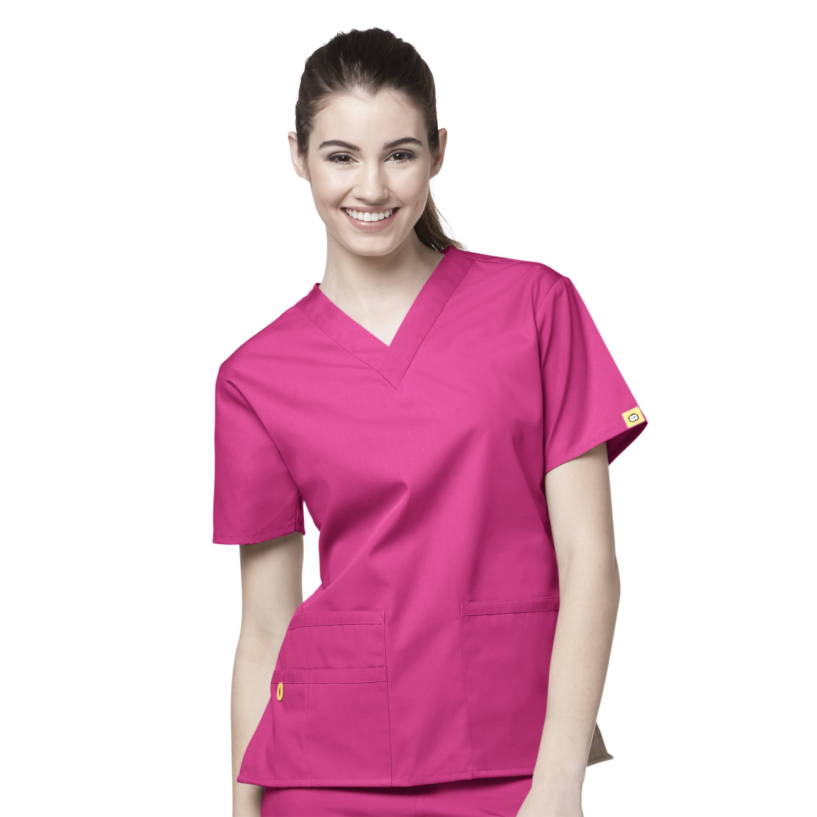 Wink Origins Bravo-Women's V-Neck Scrub Top, Hot Pink, 2X Womens Plus ...