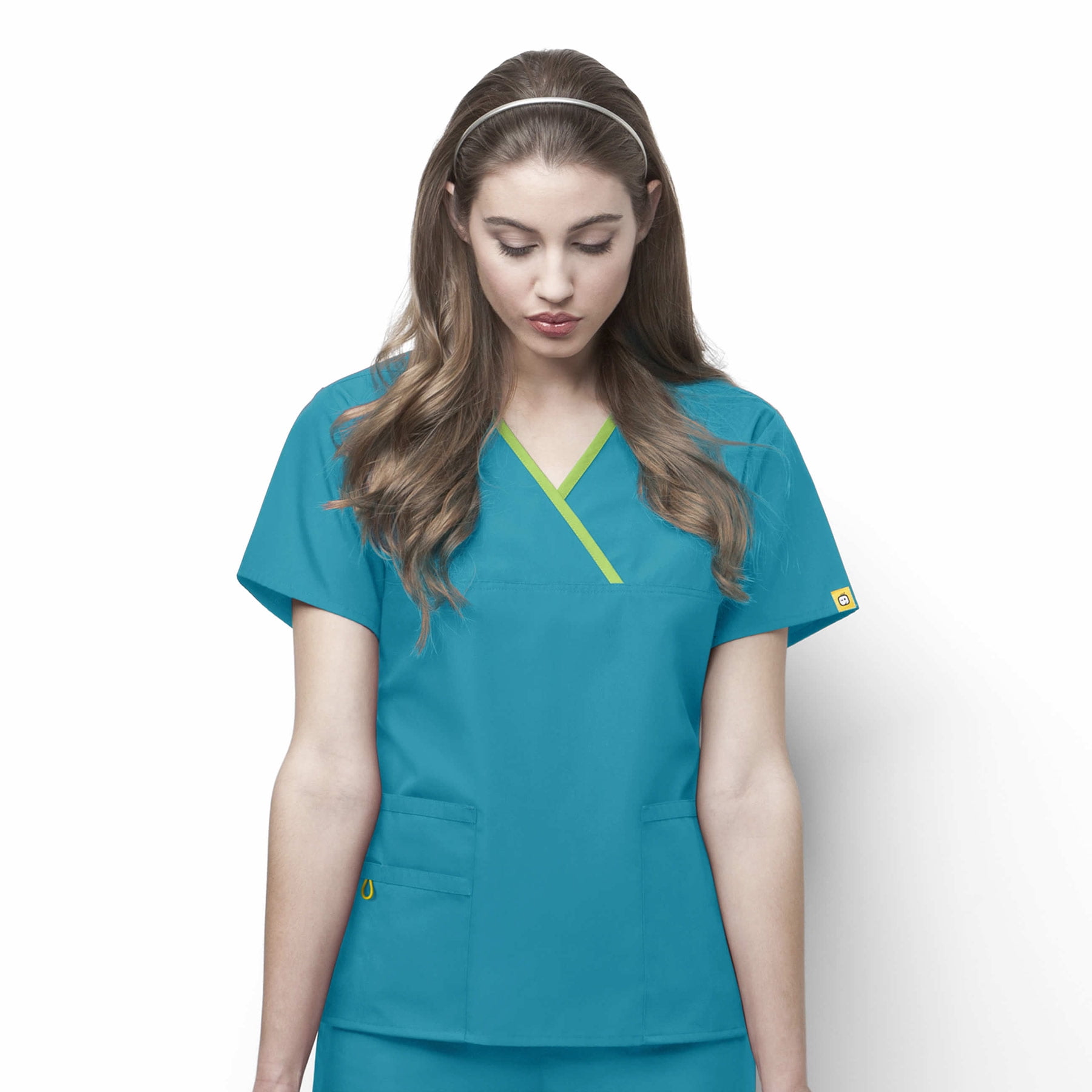 Wink Origins Charlie Women's Y-Neck Scrub Top, Real Teal, 5X Plus Size ...