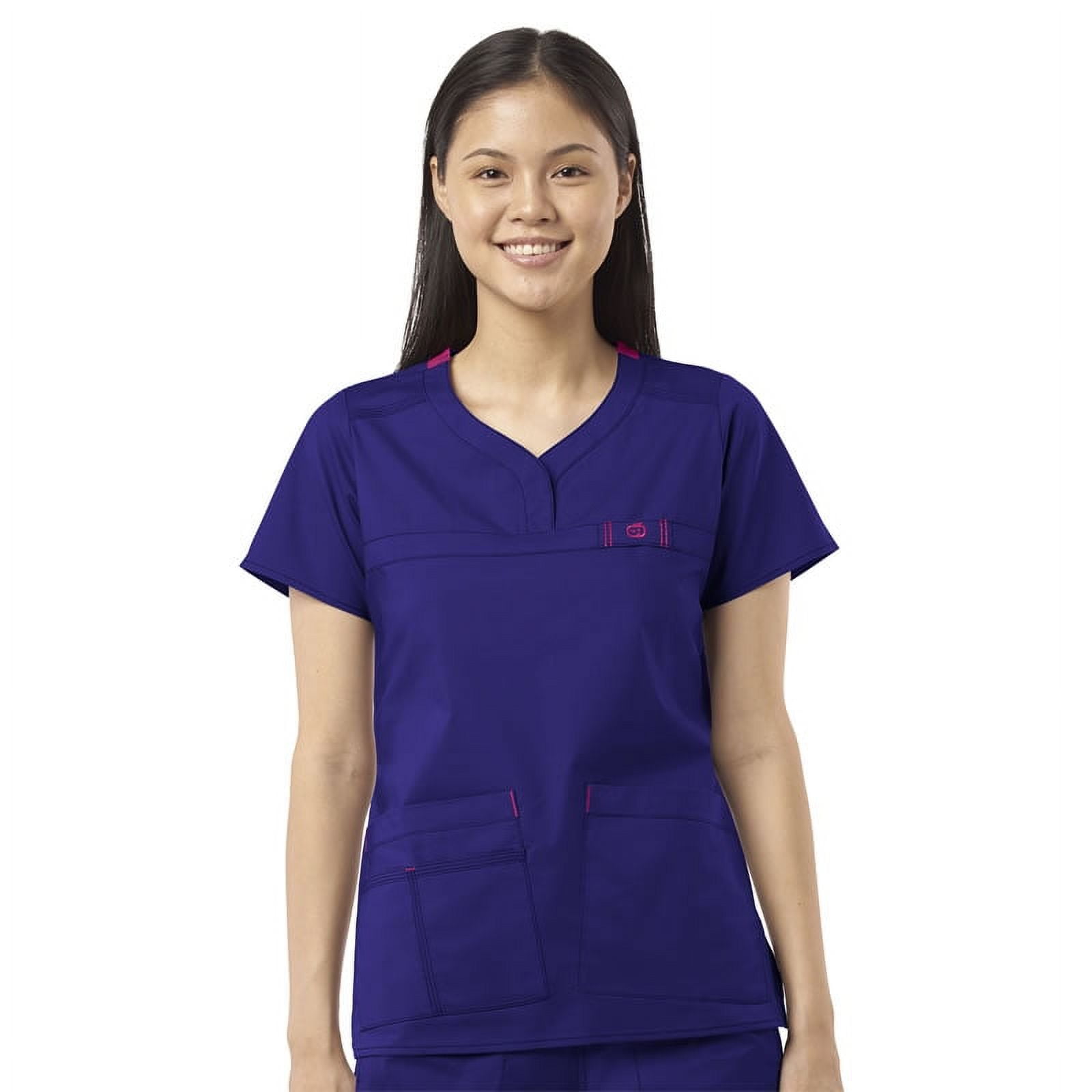 Wink WonderFLEX Patience - Women's Curved Notch Neck Scrub Top, Grape ...