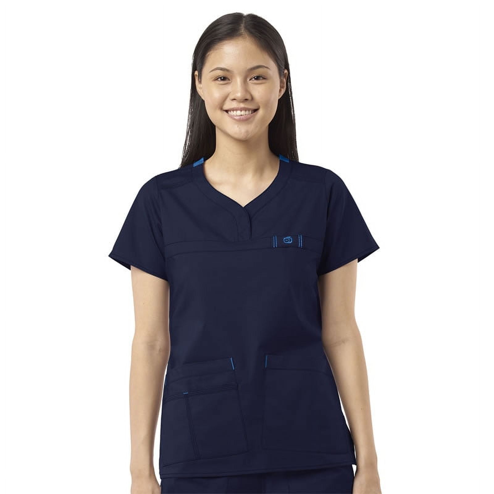 Wink WonderFLEX Patience - Women's Curved Notch Neck Scrub Top, Navy ...