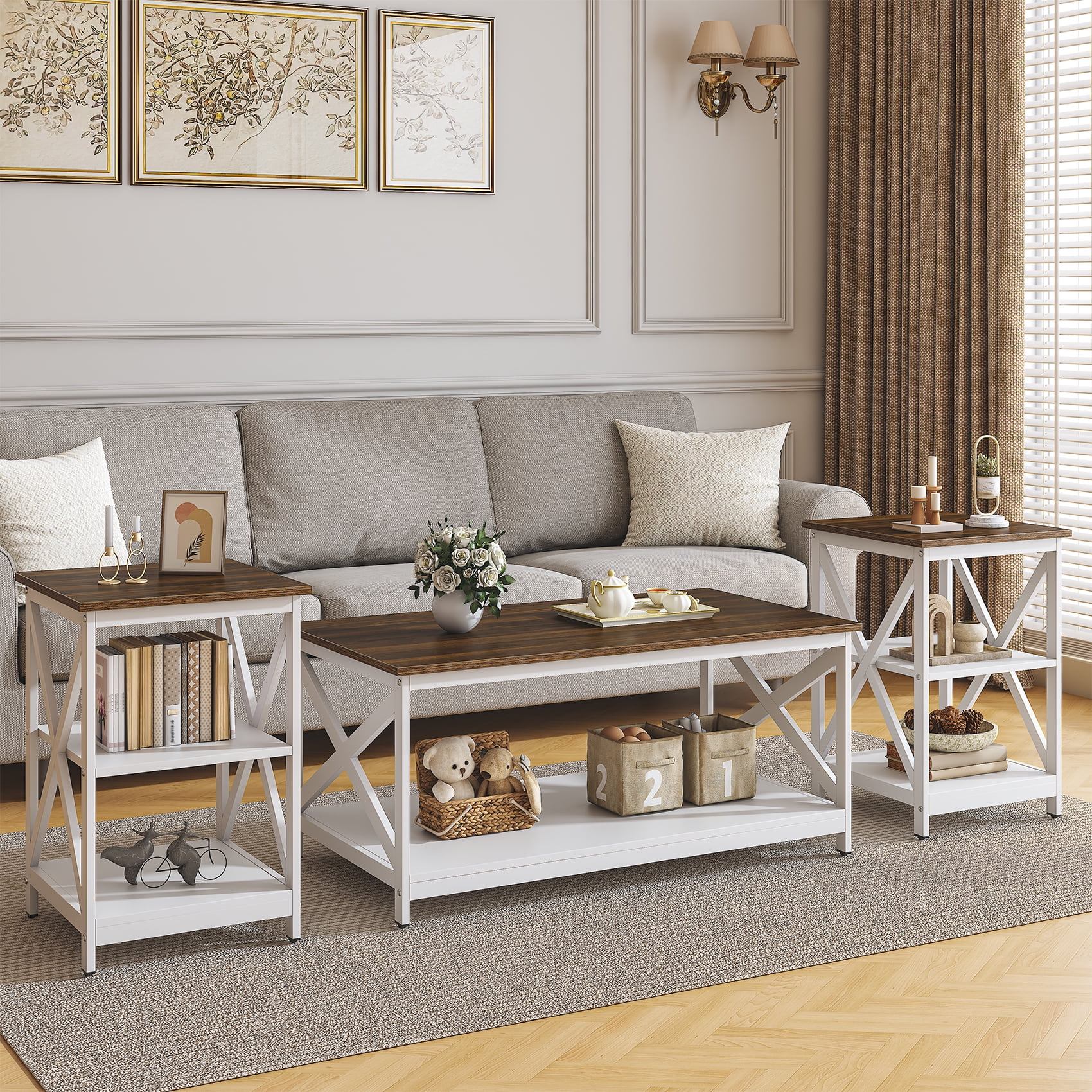 Winkalon 3-Piece Coffee Table Set with Coffee Table and 2 End Tables ...