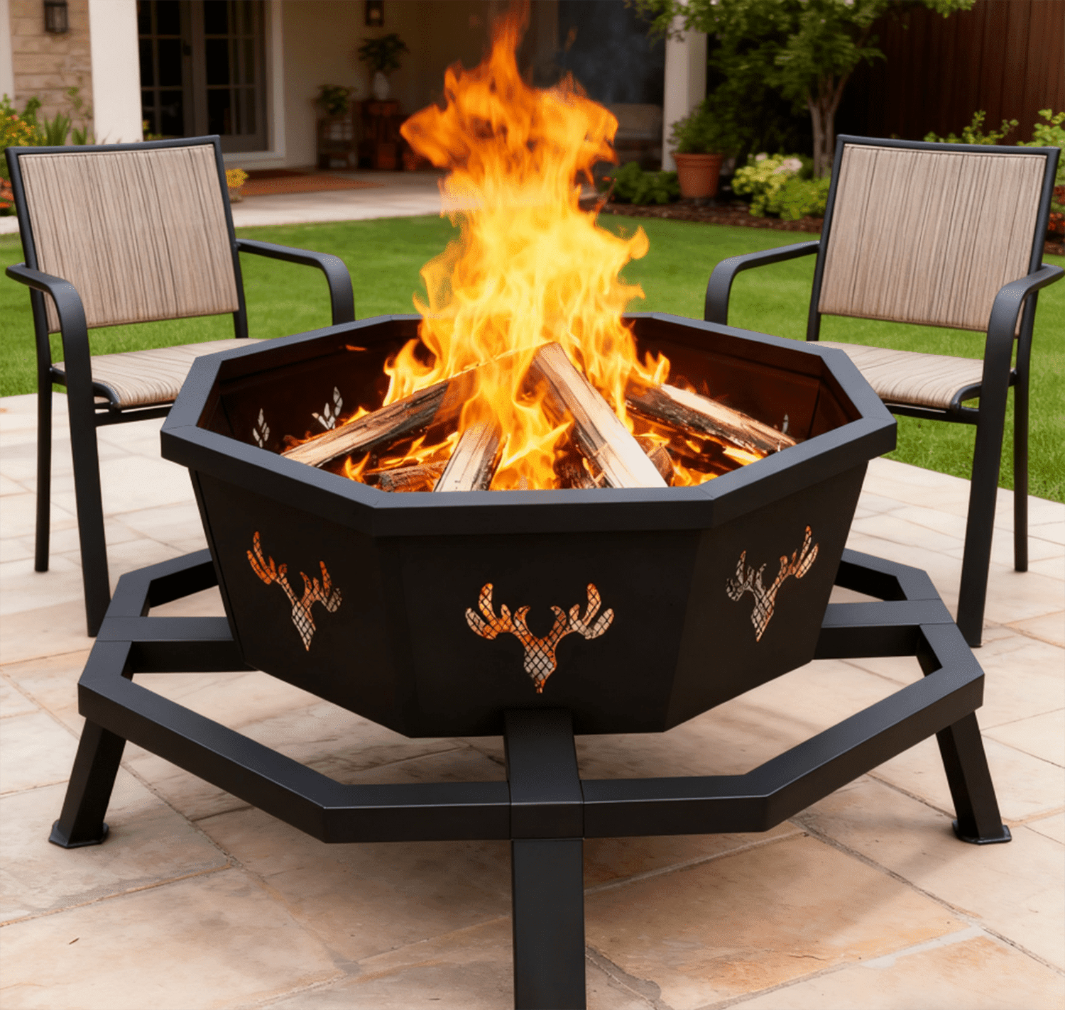 Winkalon 35 inch Fire Pit for Outside, Heavy Duty Wood Burning Fire ...
