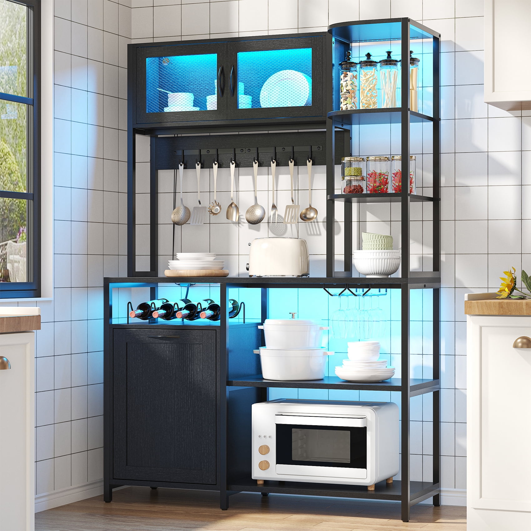 Winkalon 42.5" Wide Large Bakers Rack with Power Outlets, 6 Tiers ...