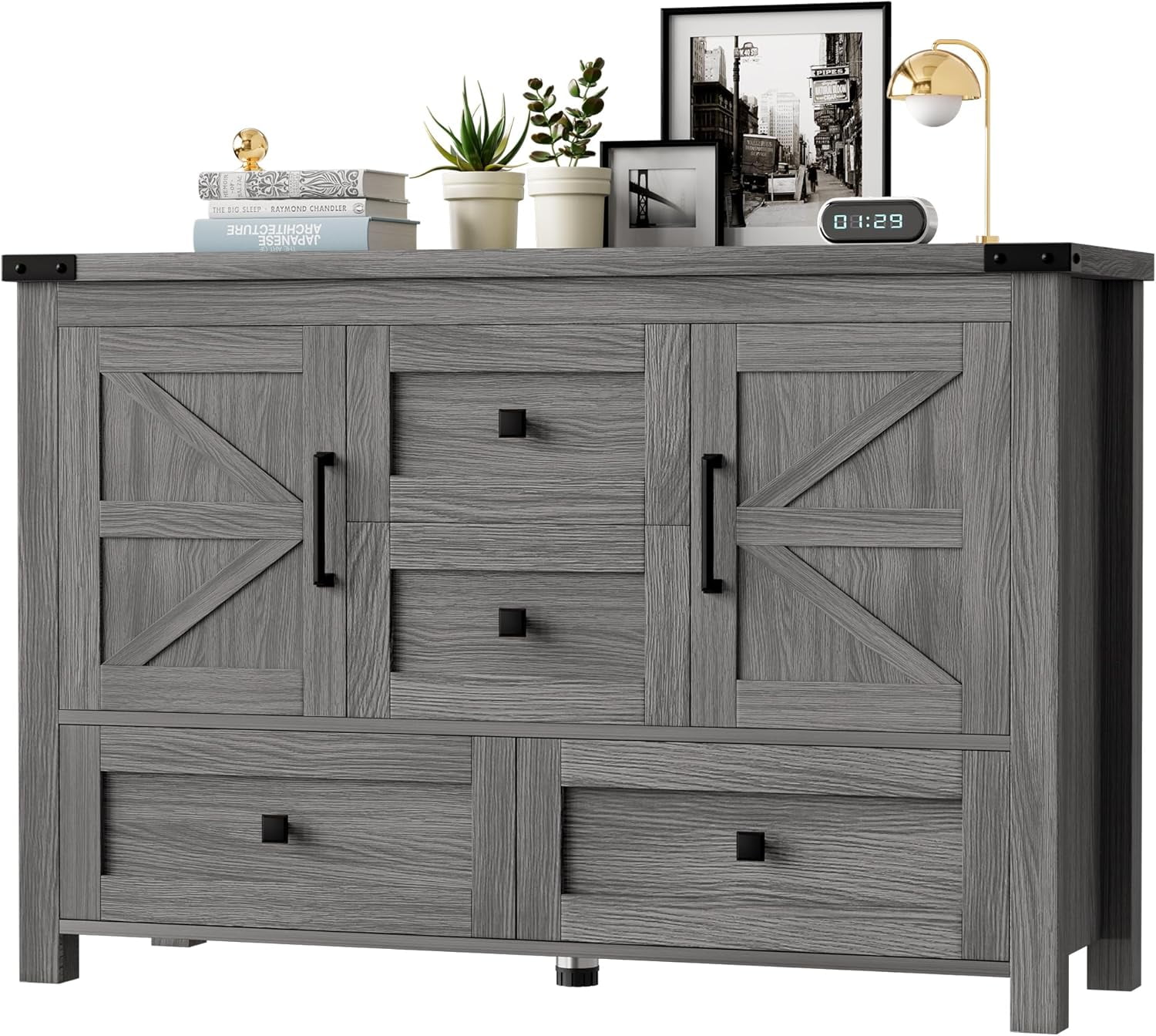Winkalon 47.4'' Kitchen Sideboard Buffet Cabinet, 2-Doors 4-Drawers Farmhouse Storage Cabinet ...