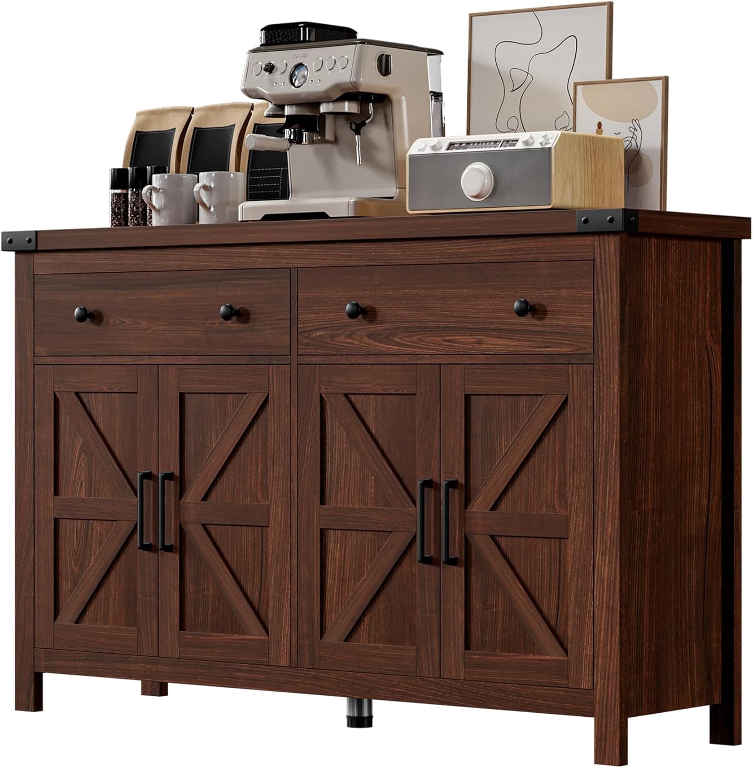 Winkalon 55'' Farmhouse Storage Cabinet Cherry, Kitchen Buffet ...