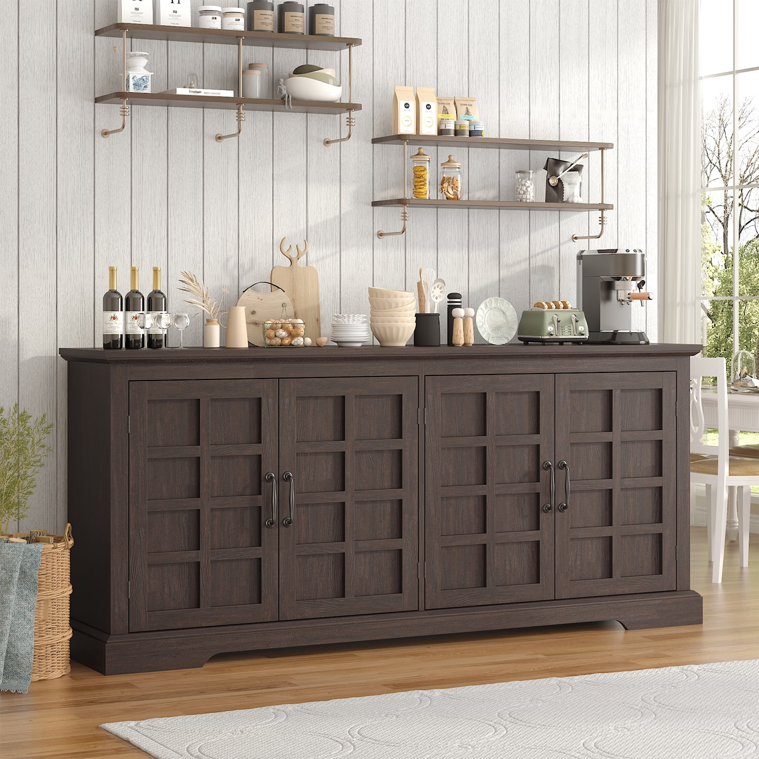 Winkalon 70'' Large Sideboard Buffet Cabinet, Farmhouse Kitchen Storage ...